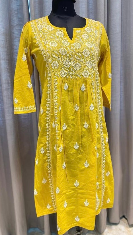 Veersons Chikankari Pure Cotton Char Kali Straight Lucknowi Chikankari ...